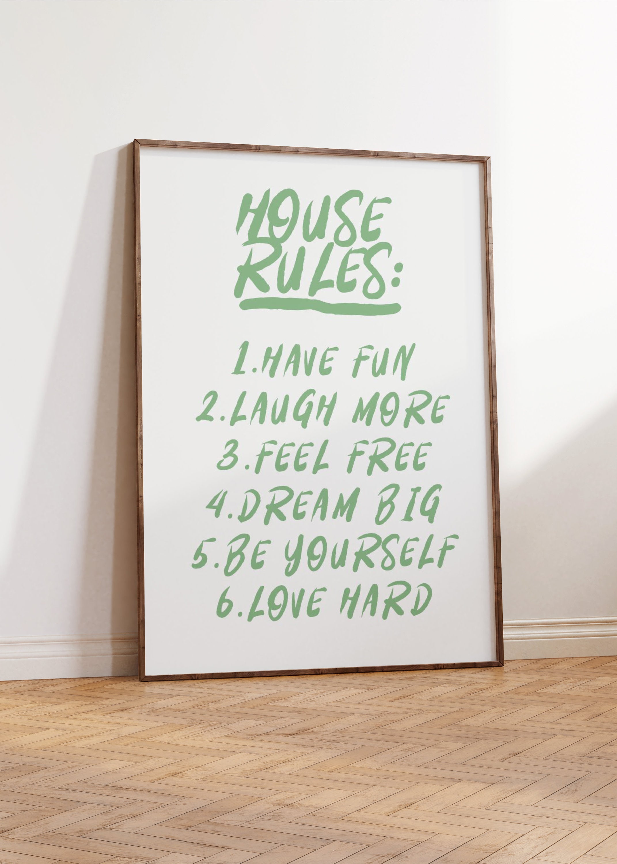 Trendy House Rules Poster, Green Rules Digital Print, Rules Art Print ...