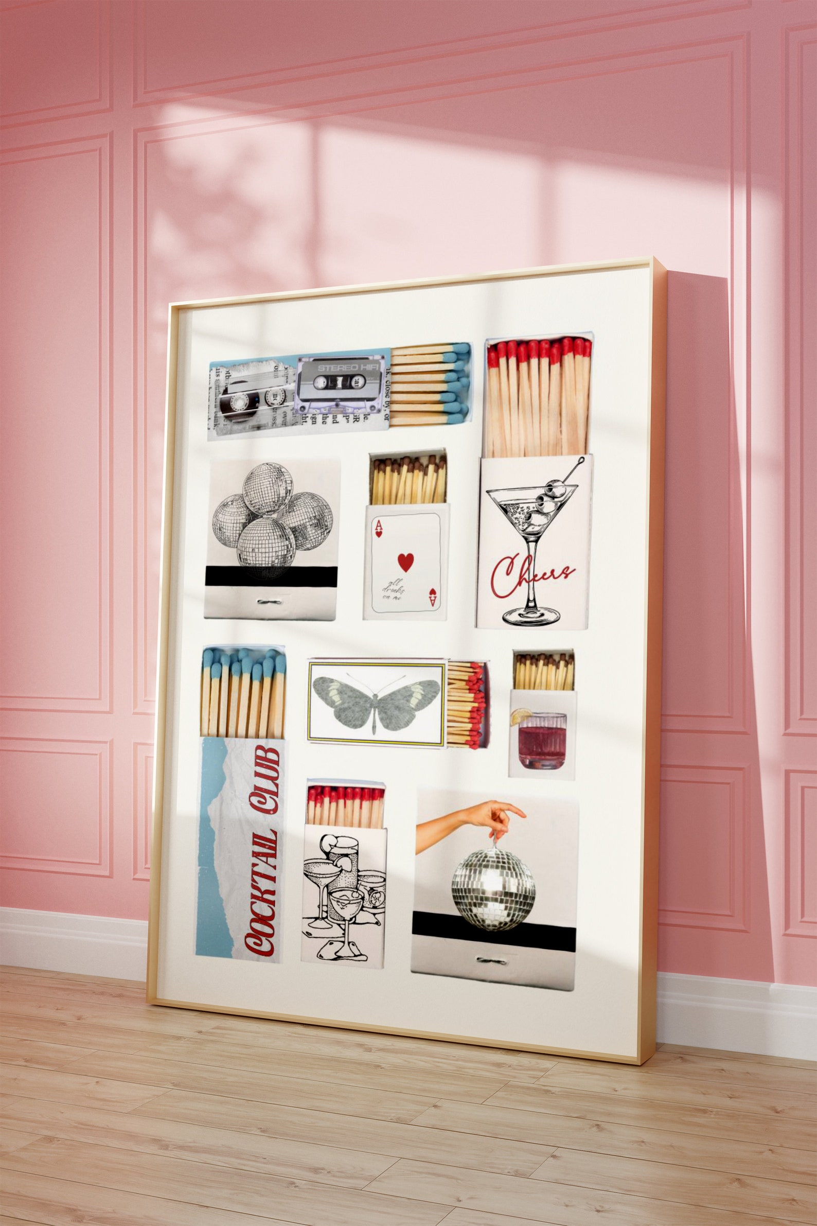 Matchbook Retro Cocktail Vintage Print Aesthetic Matches Poster Trendy ...