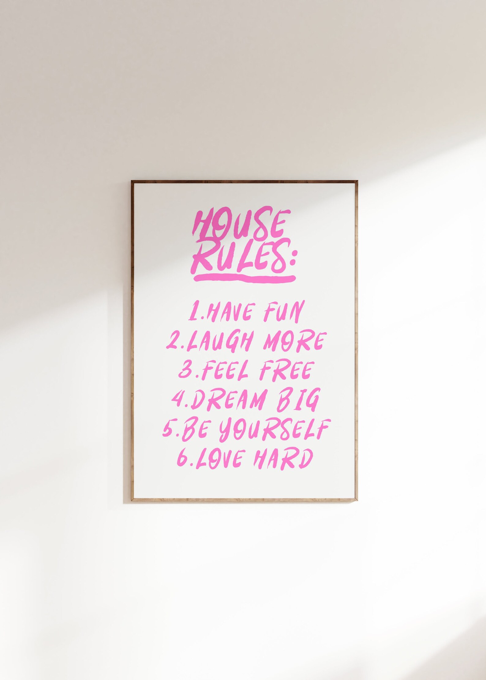 House Rules Poster, Pink Rules Digital Print, Rules Art Print, Retro ...