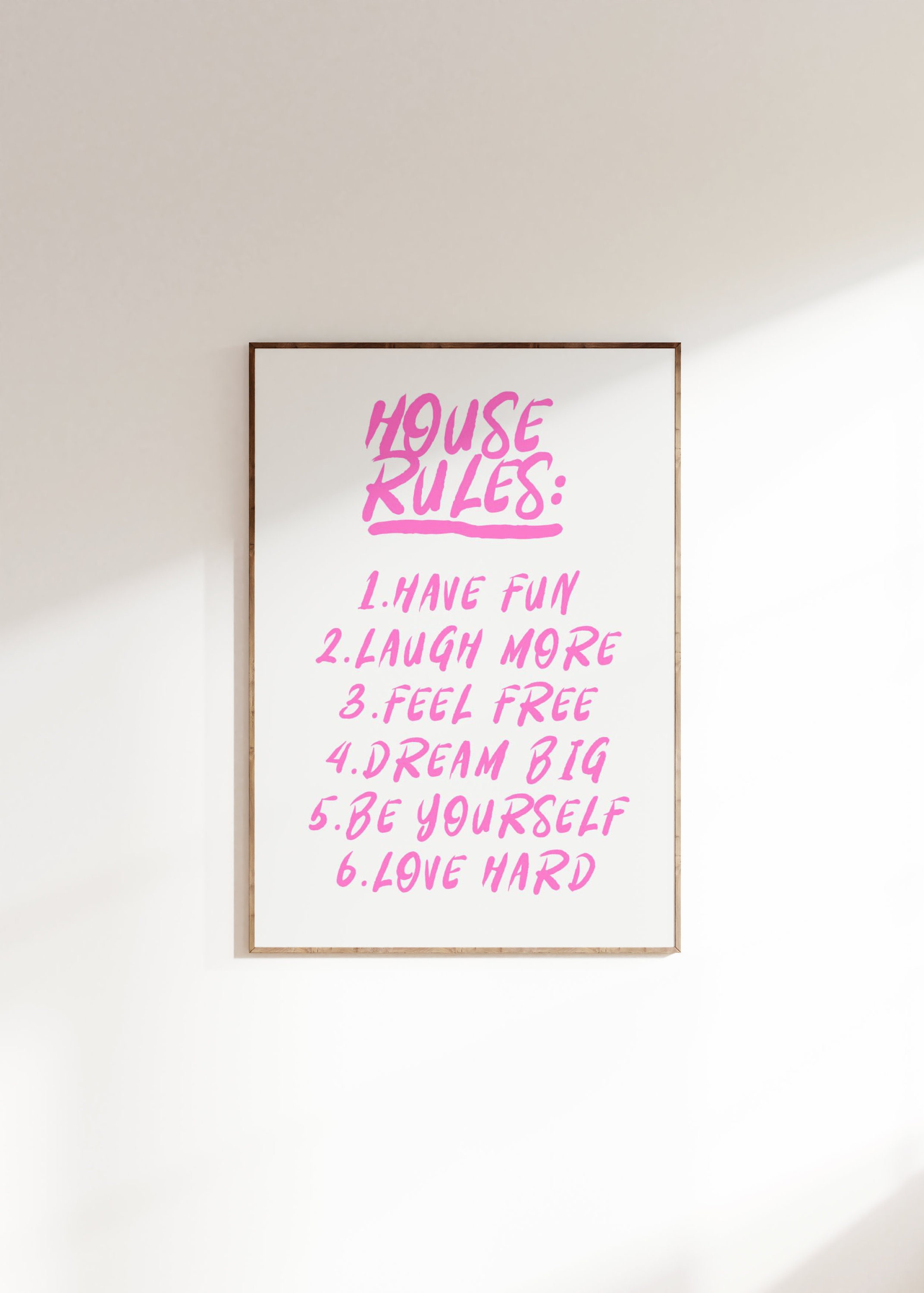 House Rules Poster, Pink Rules Digital Print, Rules Art Print, Retro ...