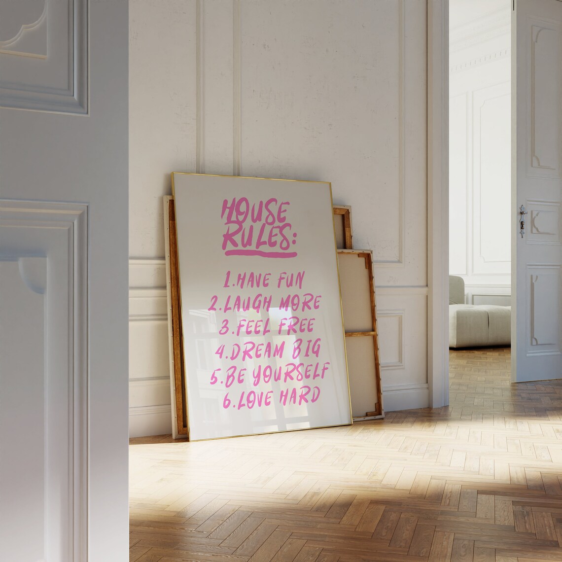 House Rules Poster, Pink Rules Digital Print, Rules Art Print, Retro ...