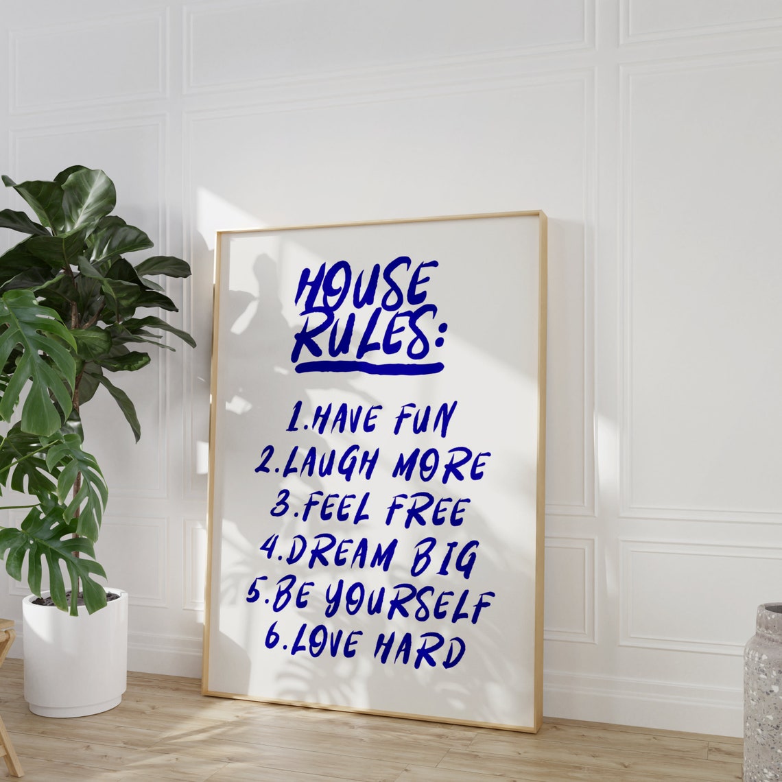 Trendy House Rules Poster, Blue Rules Digital Print, Rules Art Print ...