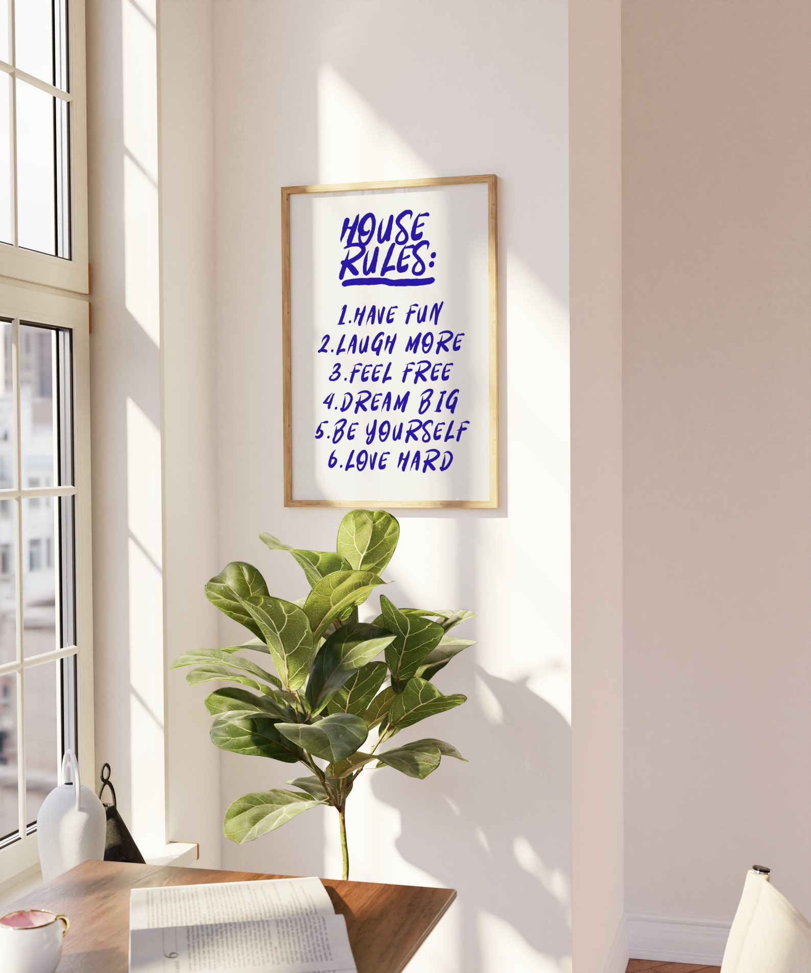 Trendy House Rules Poster, Blue Rules Digital Print, Rules Art Print ...
