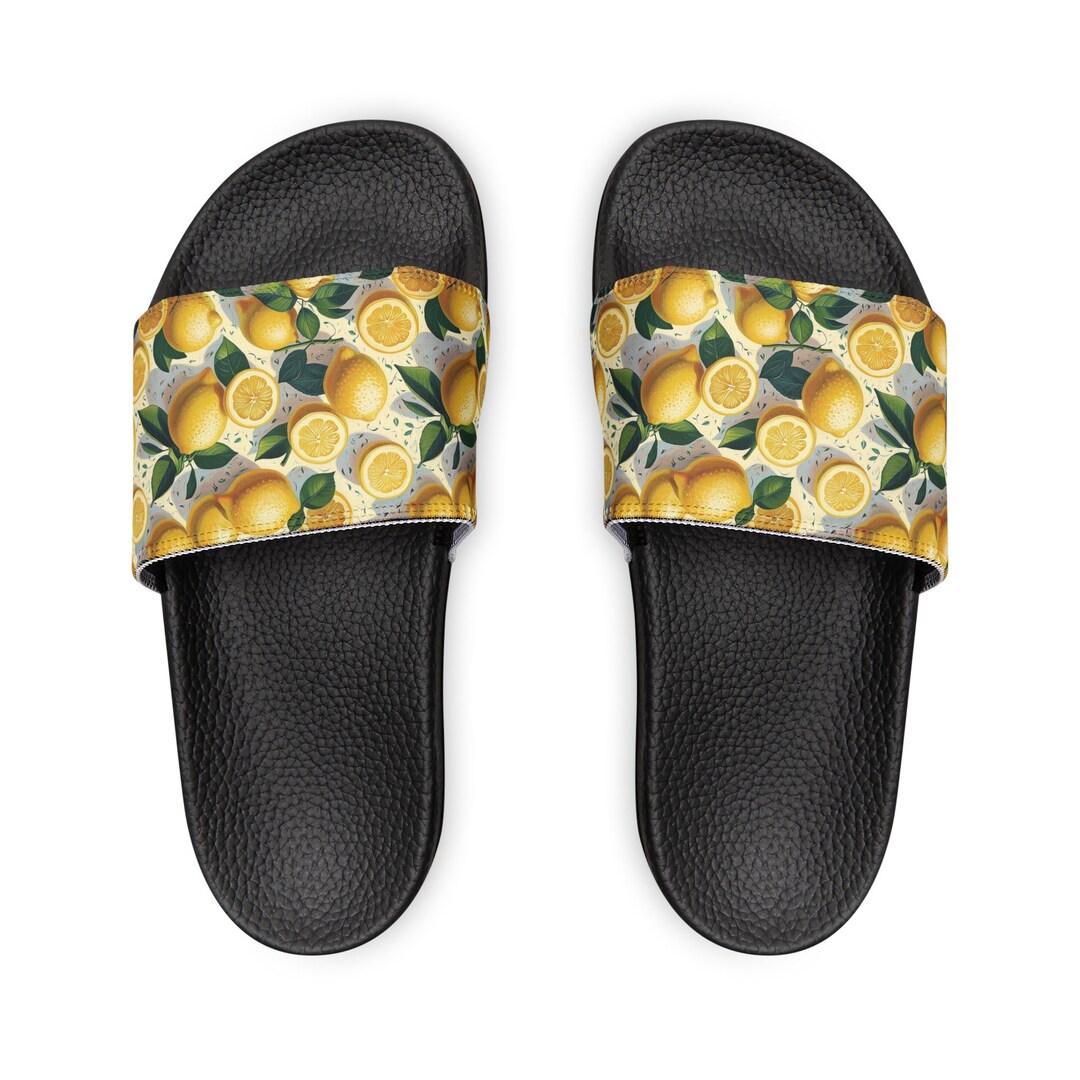 Women's Slide Sandals Lemon Design Lightweight Slide Sandals Travel ...