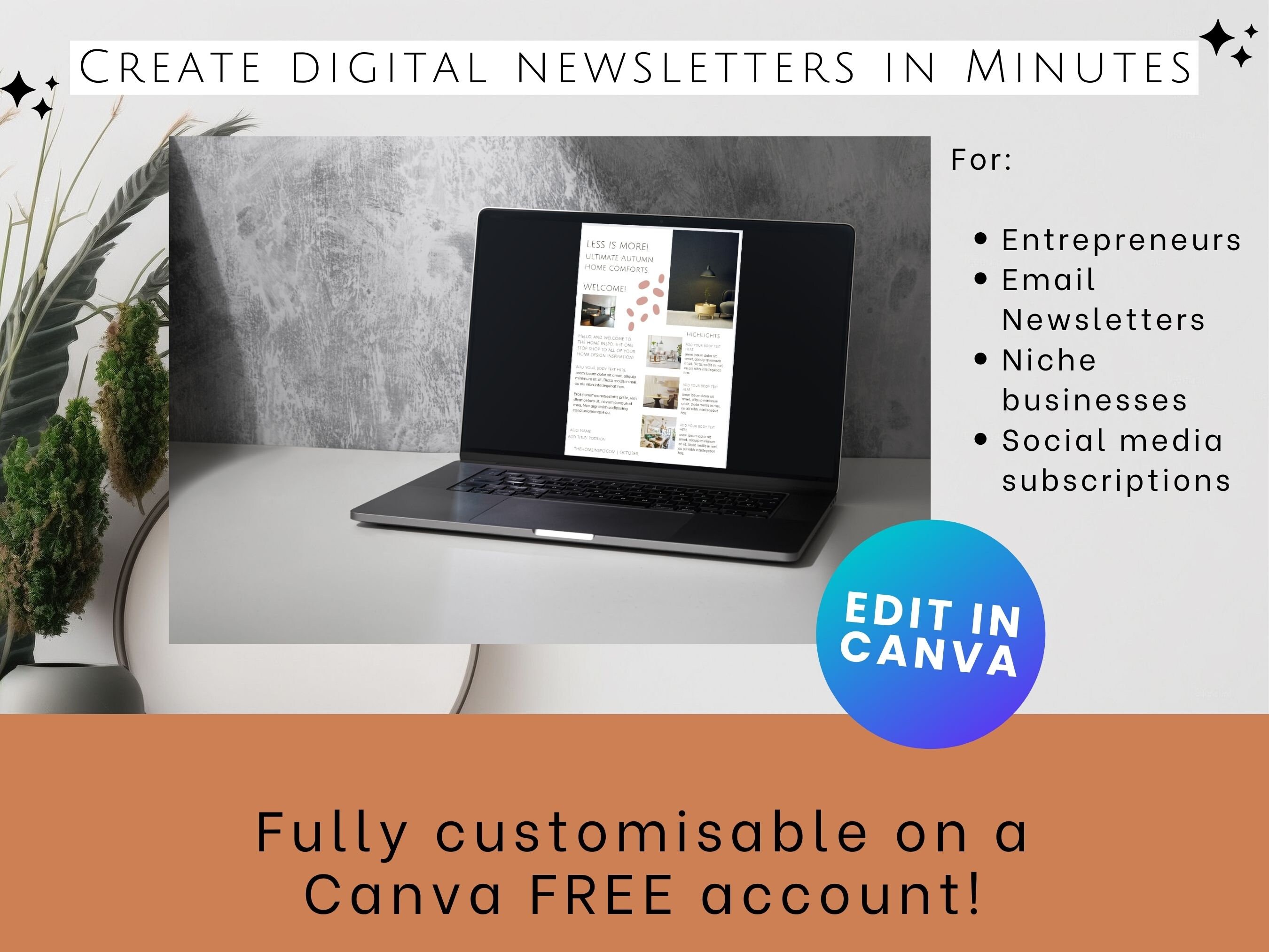 Editable Newsletter Template Canva Template Email - Etsy