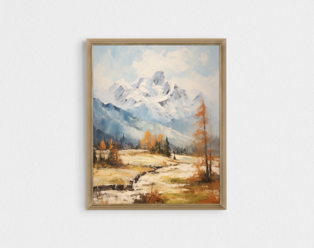 VINTAGE Snow Mountain Painting High-quality Art Print Oil - Etsy