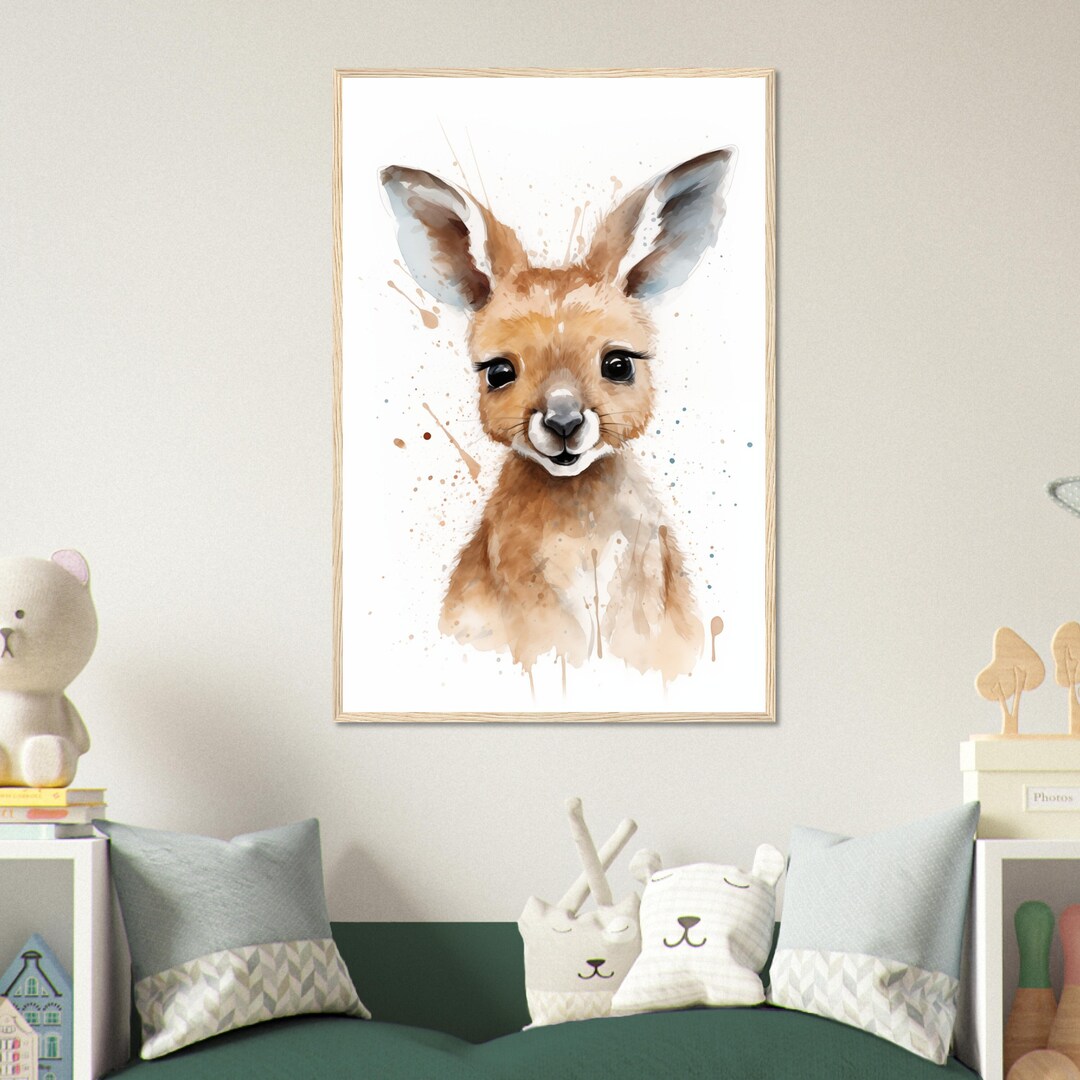 Cute Baby Kangaroo, DIGITAL Download, PRINTABLE Watercolor Wall Art for ...