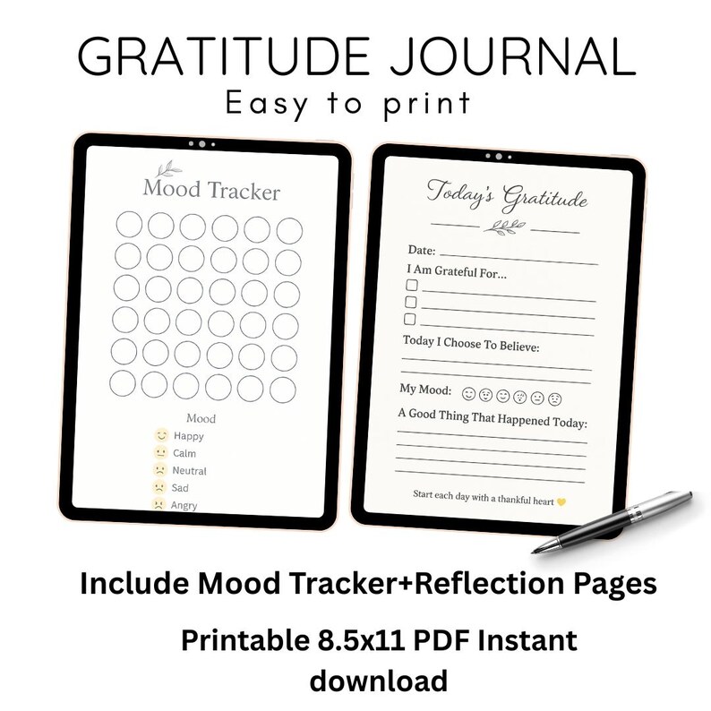 Printable Gratitude Journal Template | Daily Reflection Planner | 8 ...