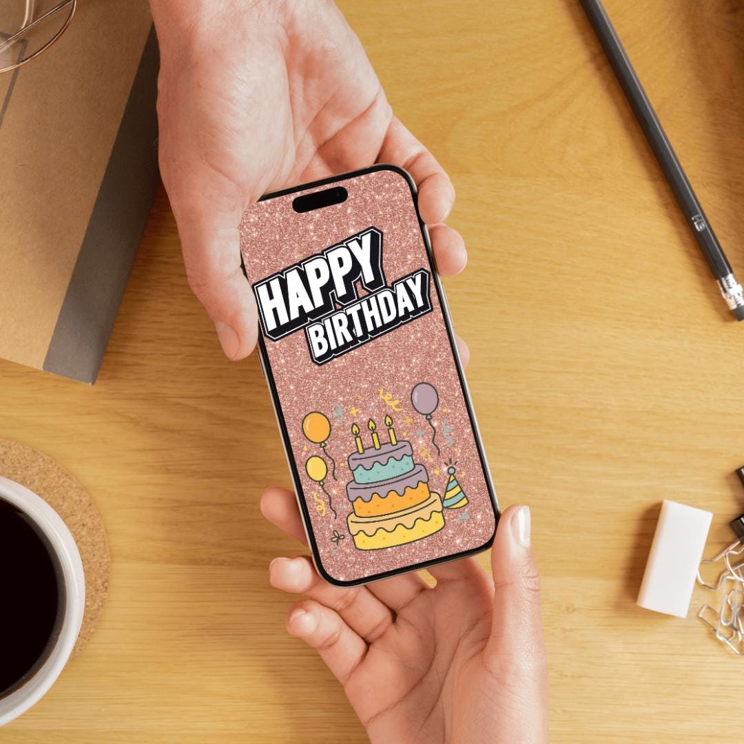 Pink Glitter Birthday Ecard | Animated Digital Greeting (instant ...