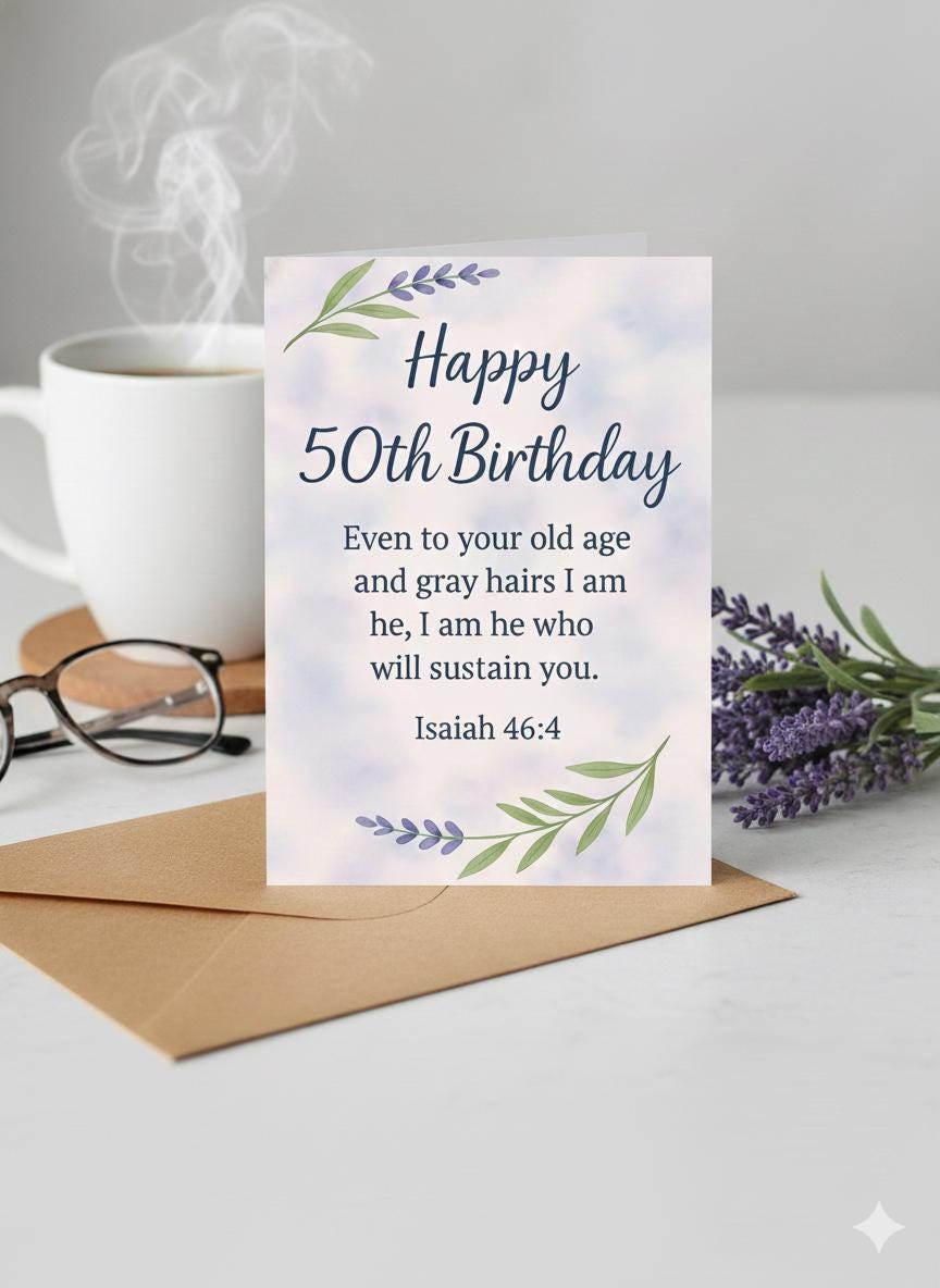 50th Birthday Christian Card: Floral Bible Verse (printable PDF) - Etsy