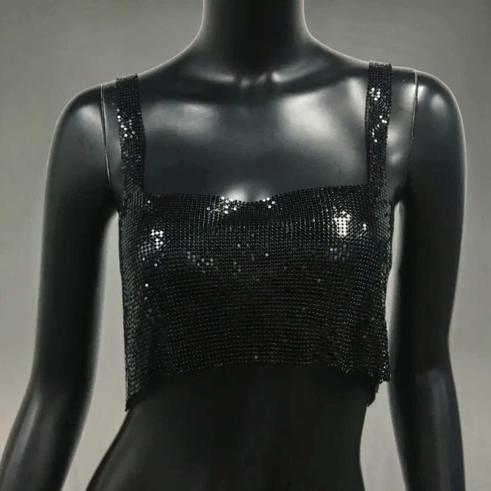 Holographic Chainmail Crop Top Metallic Festival Wear, Clubwear, Party ...