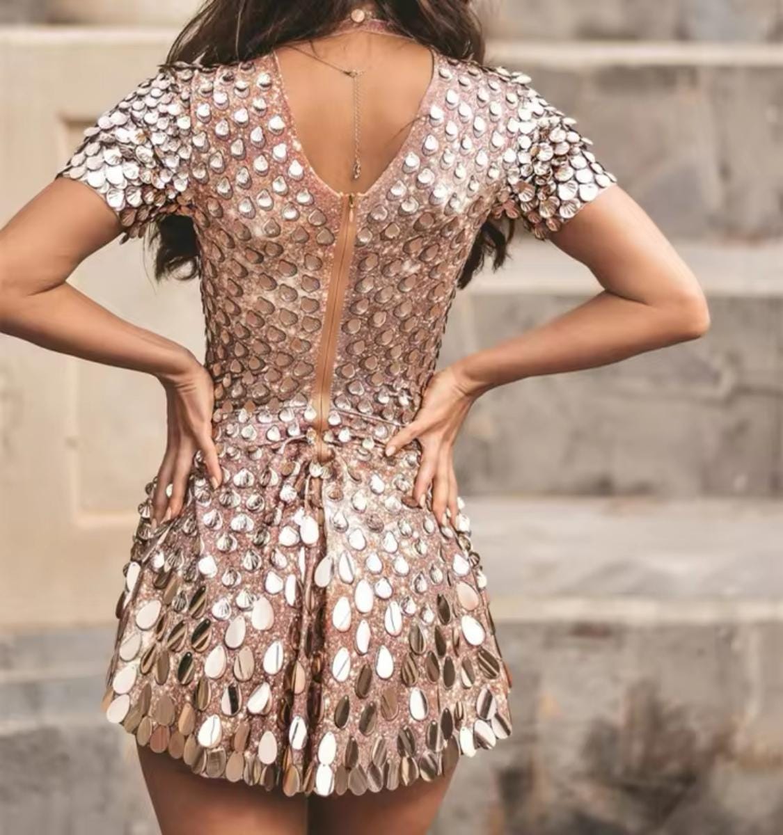 Handmade Metallic Sequin Short Dress Sparkling Silver Party Outfit - Etsy