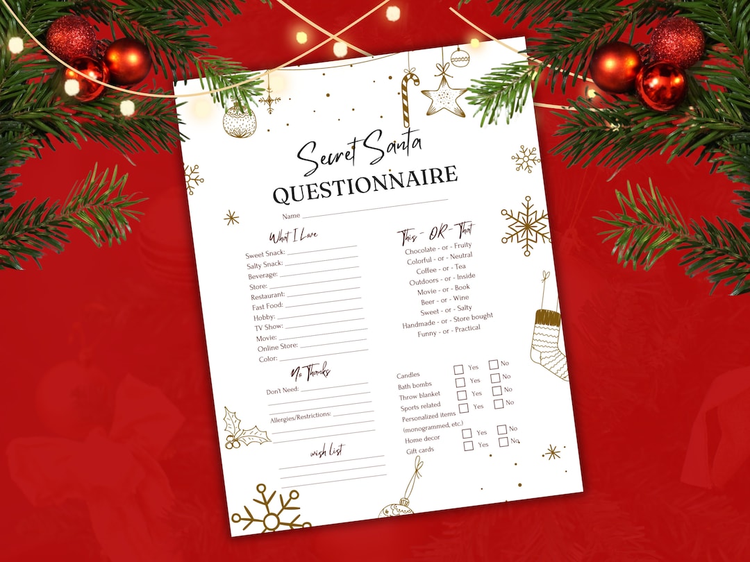 Simple, Elegant Holiday/christmas Secret Santa Gift Exchange Printable ...