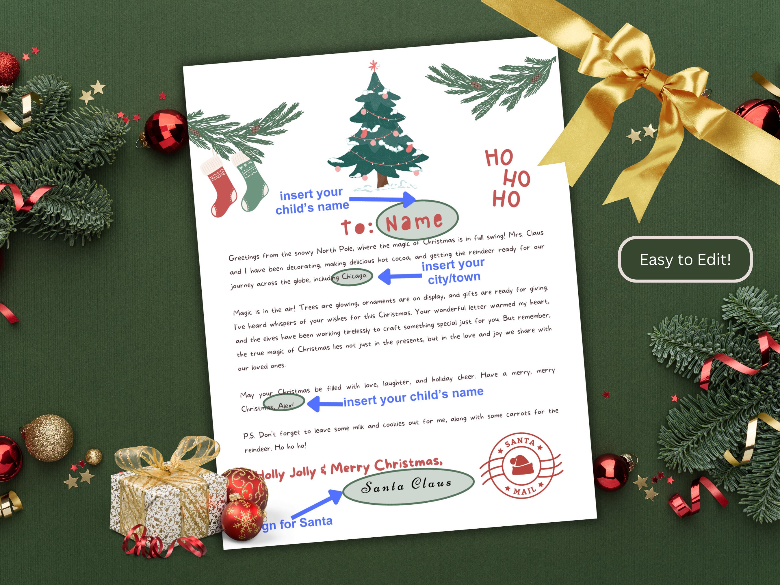 Letter From Santa, Simple Cute Letter From Santa Claus, North Pole ...