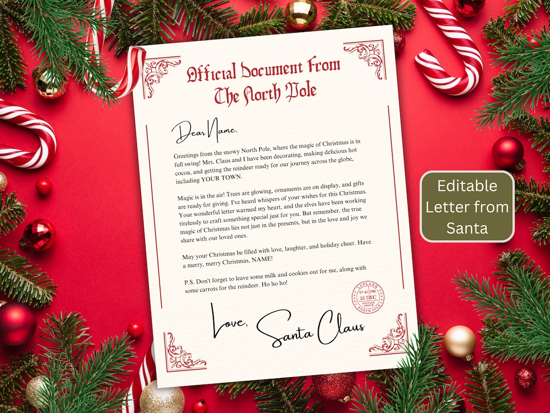Official Christmas Santa Claus Letter, Letter From Santa - Editable and ...