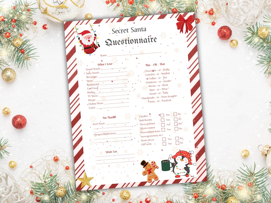 Holiday/christmas Secret Santa Gift Exchange Printable - Etsy