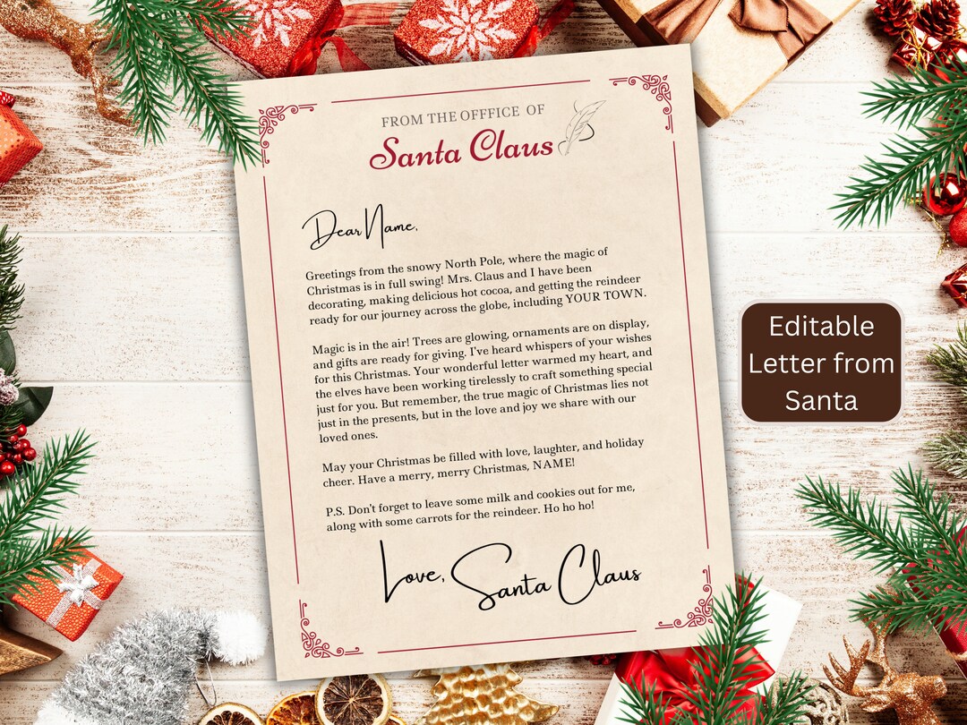 Santa Claus Letter, Letter From the Office of Santa, Official Document ...