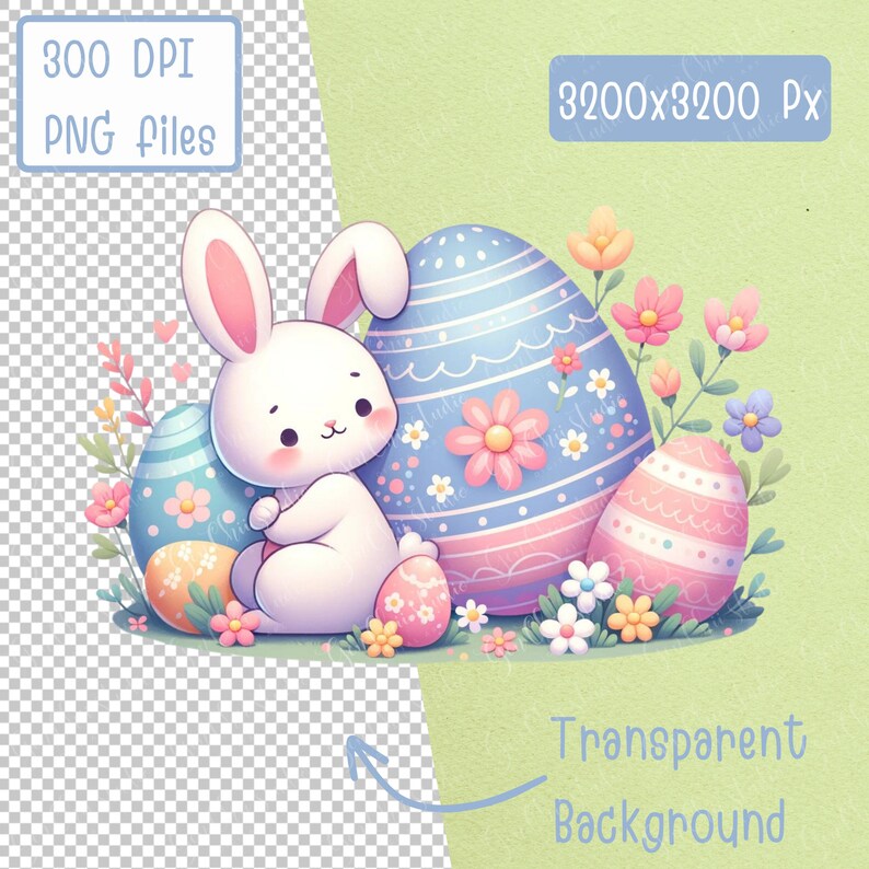 Bunny Easter Clipart Cute Rabbit Easter Egg | PNG, High-resolution ...