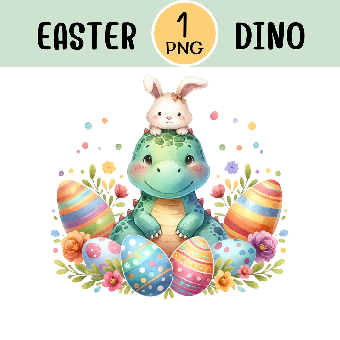Easter Dinosaur Watercolor Clipart | Dino Easter Egg | Easter Decor ...