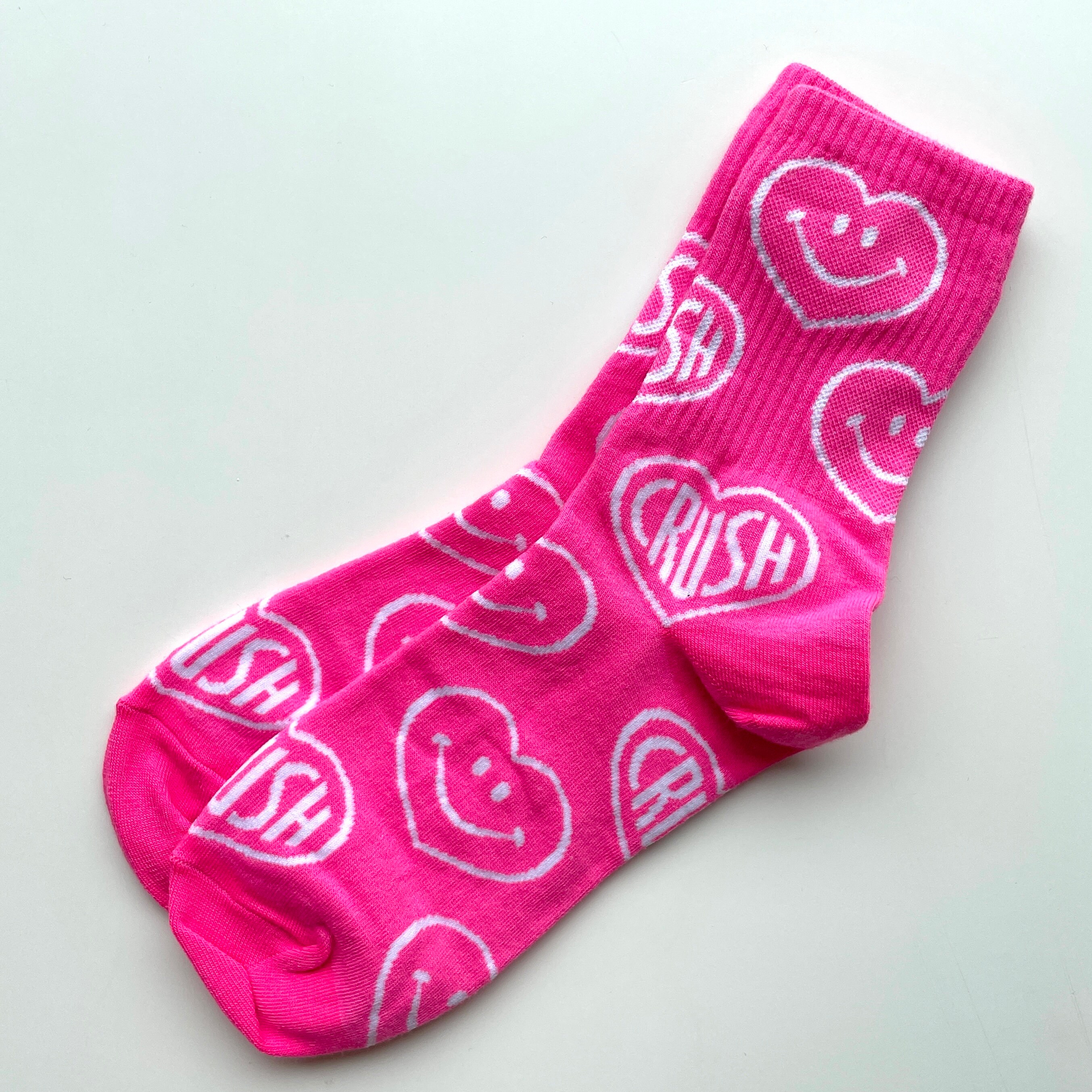 Pink Heart Smile Cotton Socks - Fun Crew Socks - Etsy
