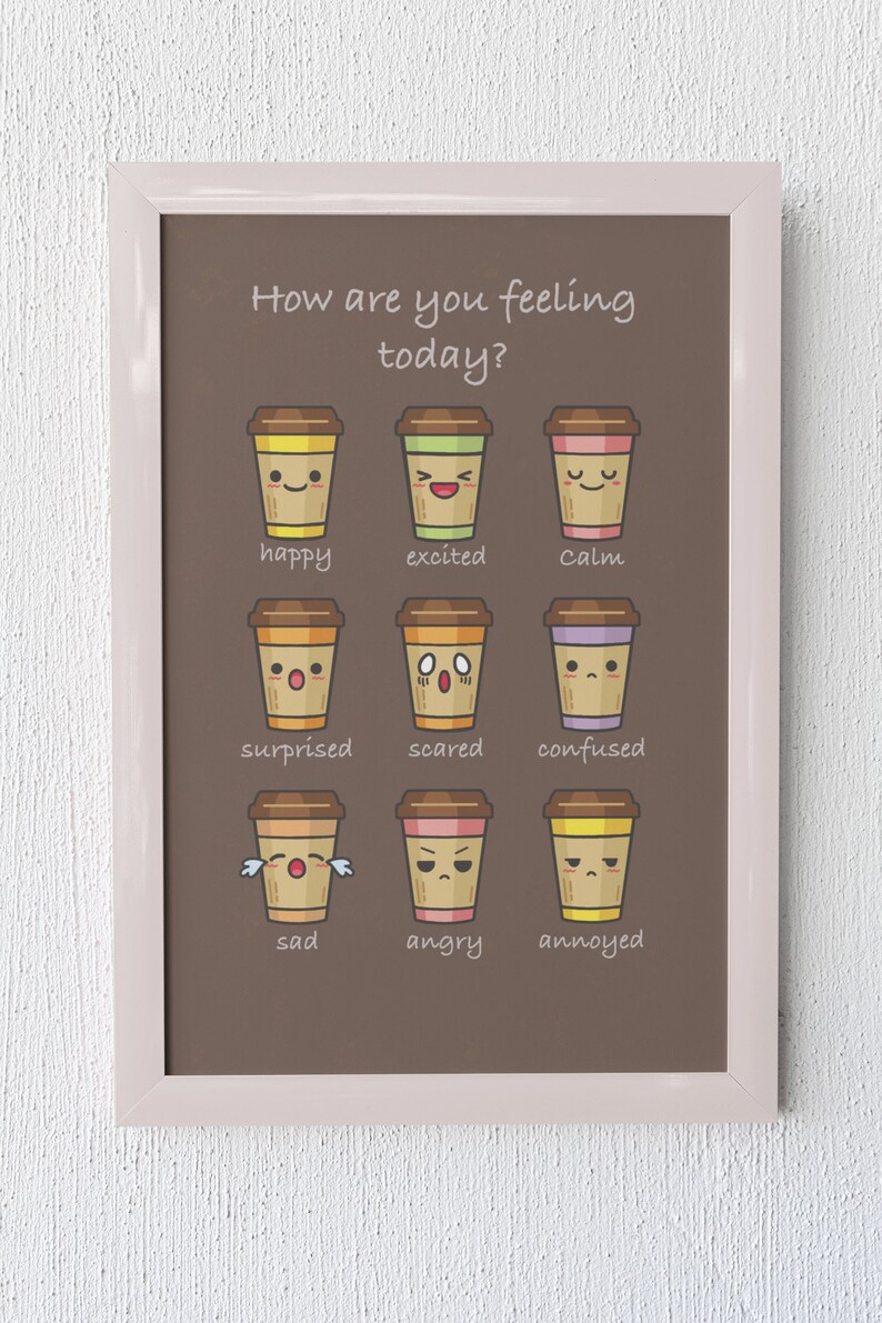 Coffee Icon Emotions Chart | Emotion Chart Printable | Emotional ...