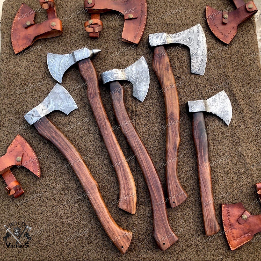 Solid Axes, Handmade Real Damascus Hawk, Bearded Axe, Viking Small ...