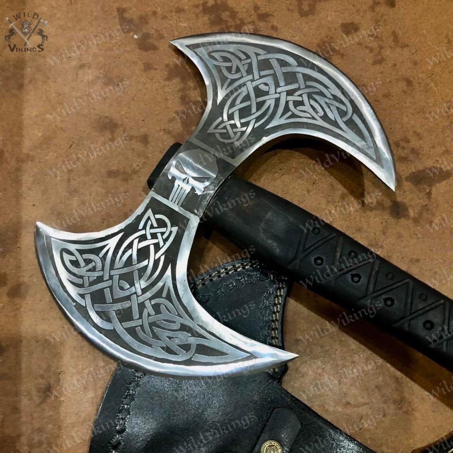 Two-handed Battle Axe With a Forged Double Head, Viking Long Axe, Double-bladed Axe ...