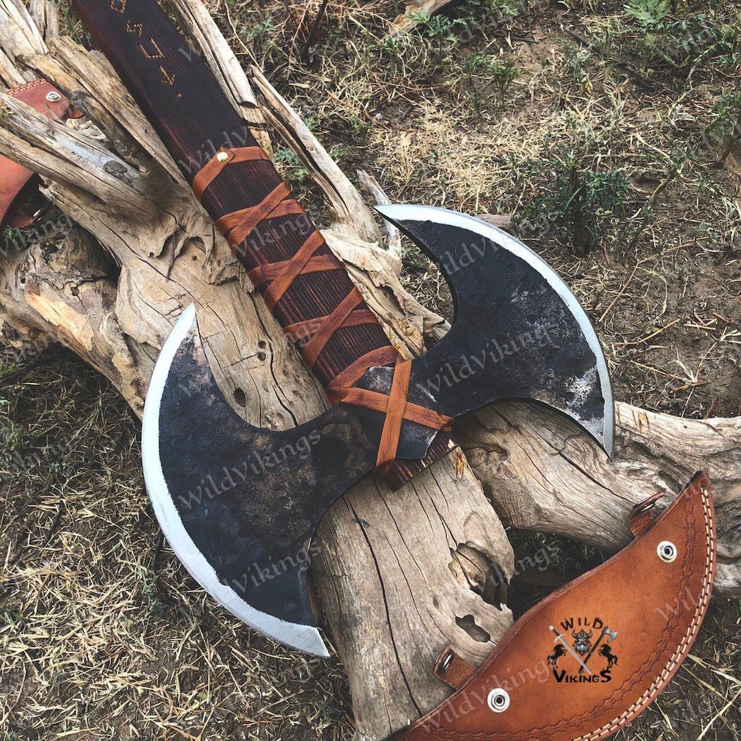 Double-handed Battle Axe Forged Double Head, Viking Long Axe, Double ...