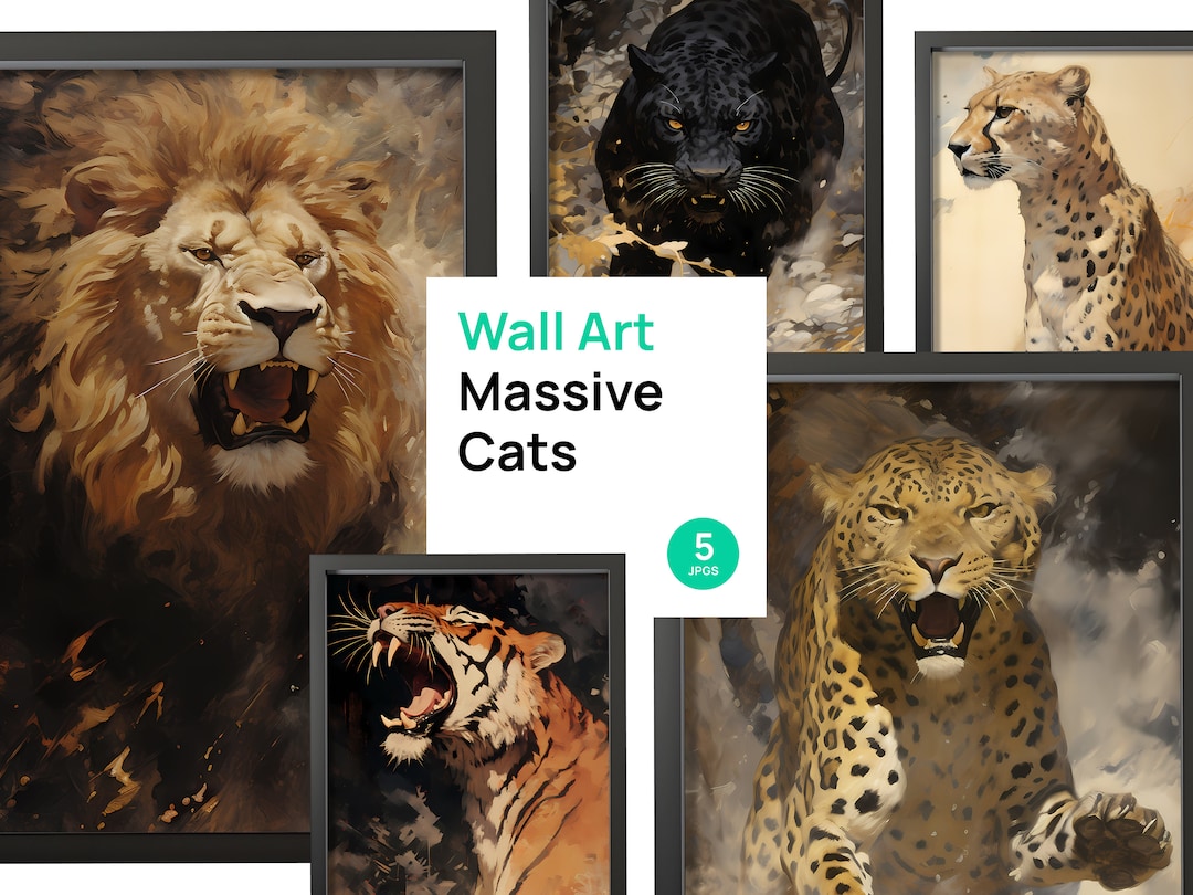 Vintage Printable Big Cat Posters Retro Big Cat Prints Instant Digital ...