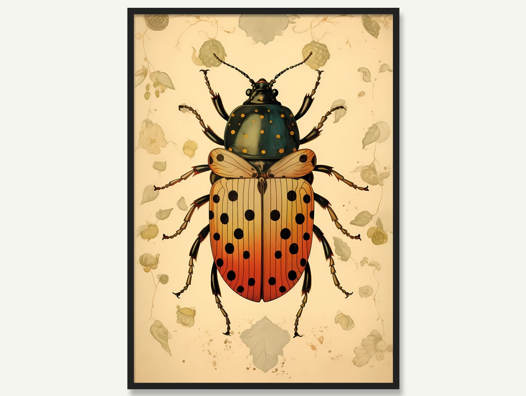 Vintage Beetle Poster Retro Beetle Print Beetle Wall Art Insect ...