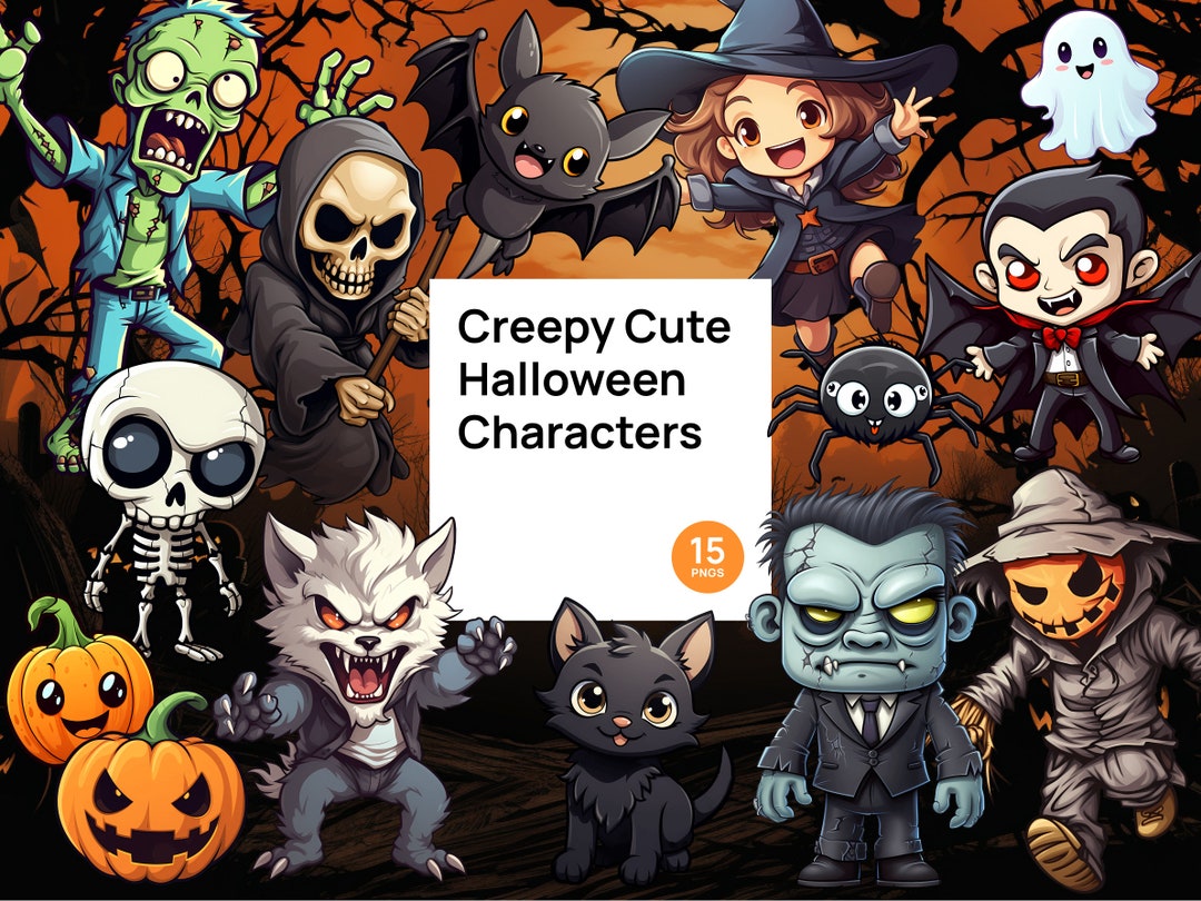 Cute Creepy Halloween Character Clip Art Set of 15 - Etsy