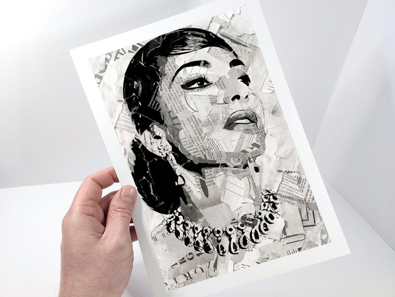 Maria Callas-poster | Muzieklegende kunstafdruk | Collage van kranten ...