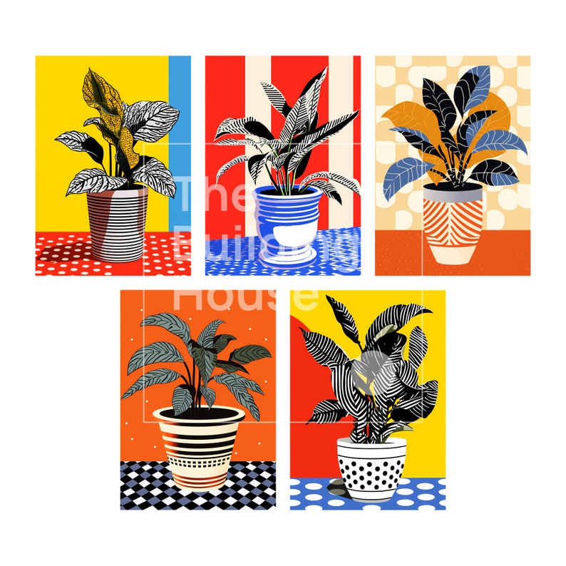 Pop Art Plants Printable Poster Set Downloadable Plant Prints Pop Art ...