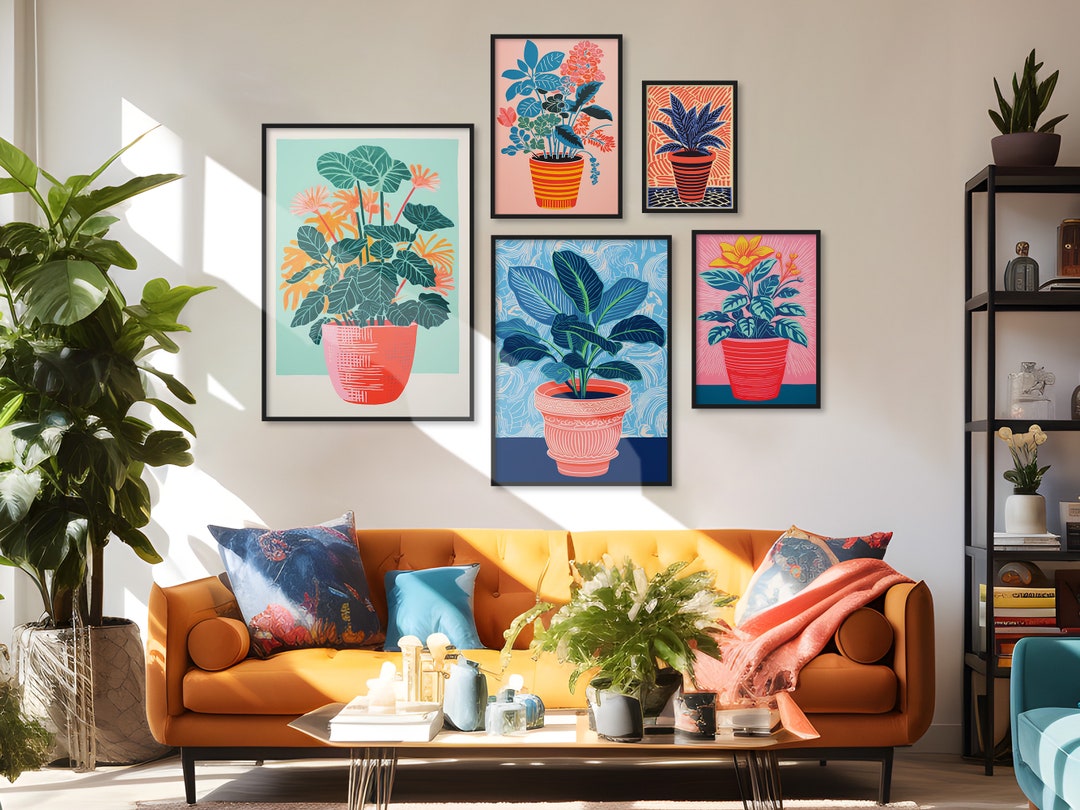 Plants Printable Poster Set Risograph Plant Prints Riso Print Wall Art ...