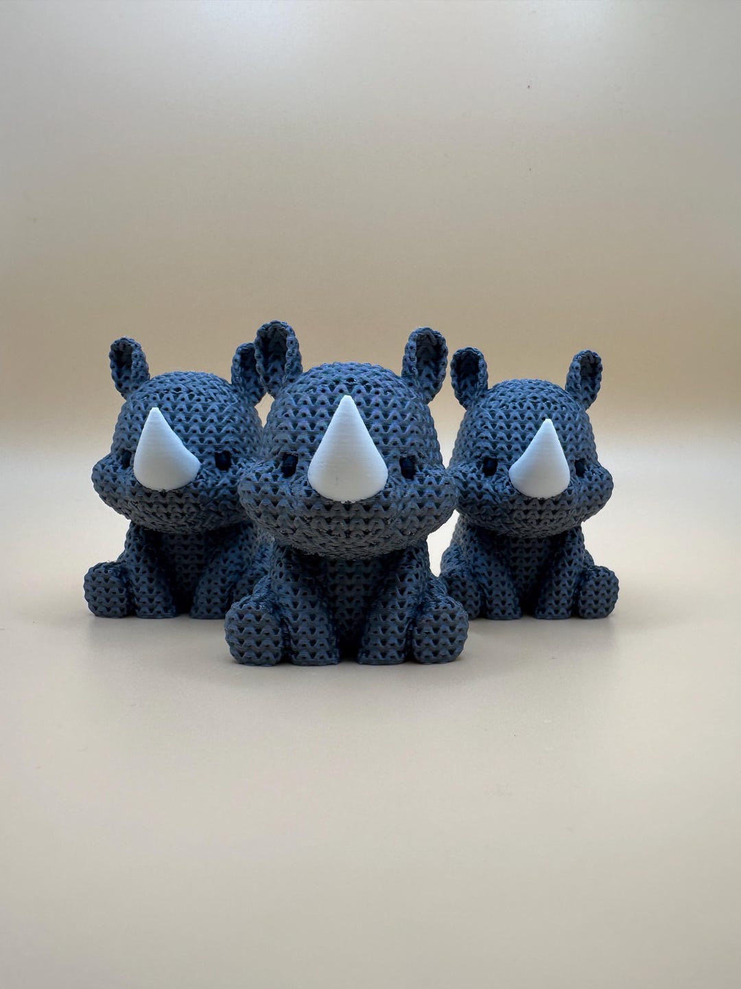 Cute Knitted Rhino Figurine - Handmade Plush-style 3D Printed Decor ...