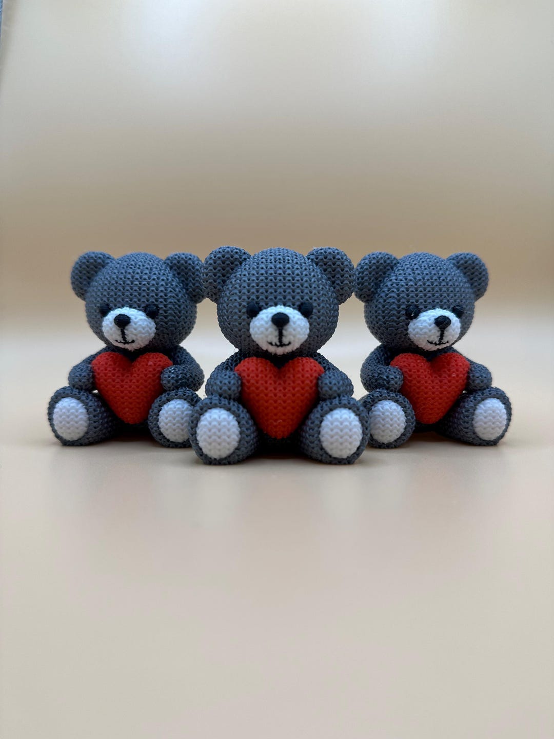 3D Printed Knitted Teddy Bear With Heart – Cute Gift, Handmade Plush ...