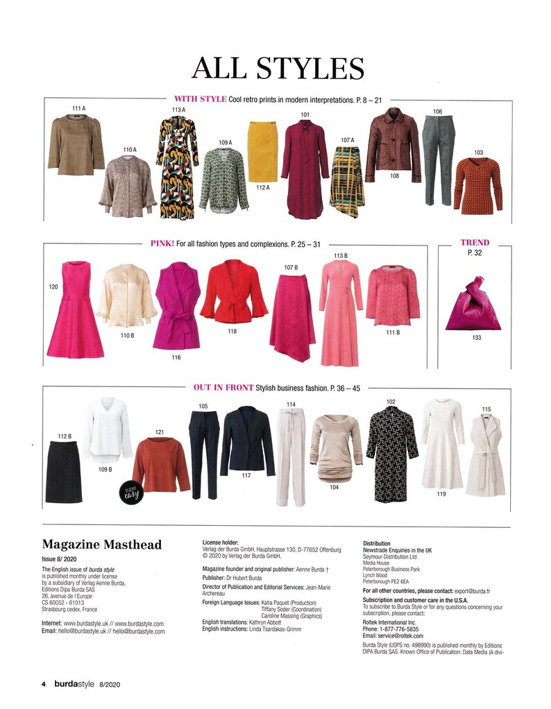 Burda Style 8/2020 Magazine With Patterns English Language - Etsy