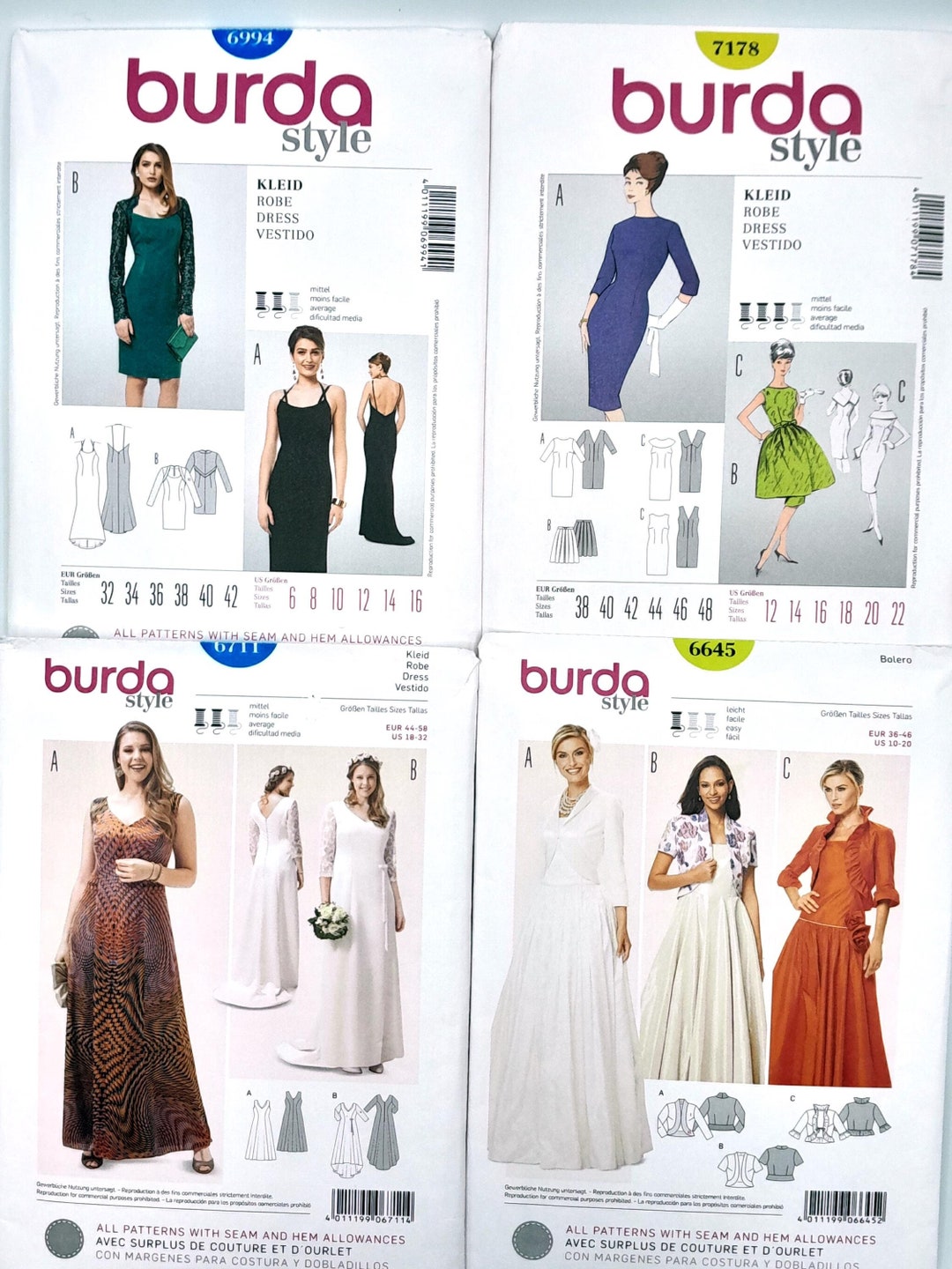 Burda Style Sewing Patterns 6990 7178 6711 6645 - Etsy