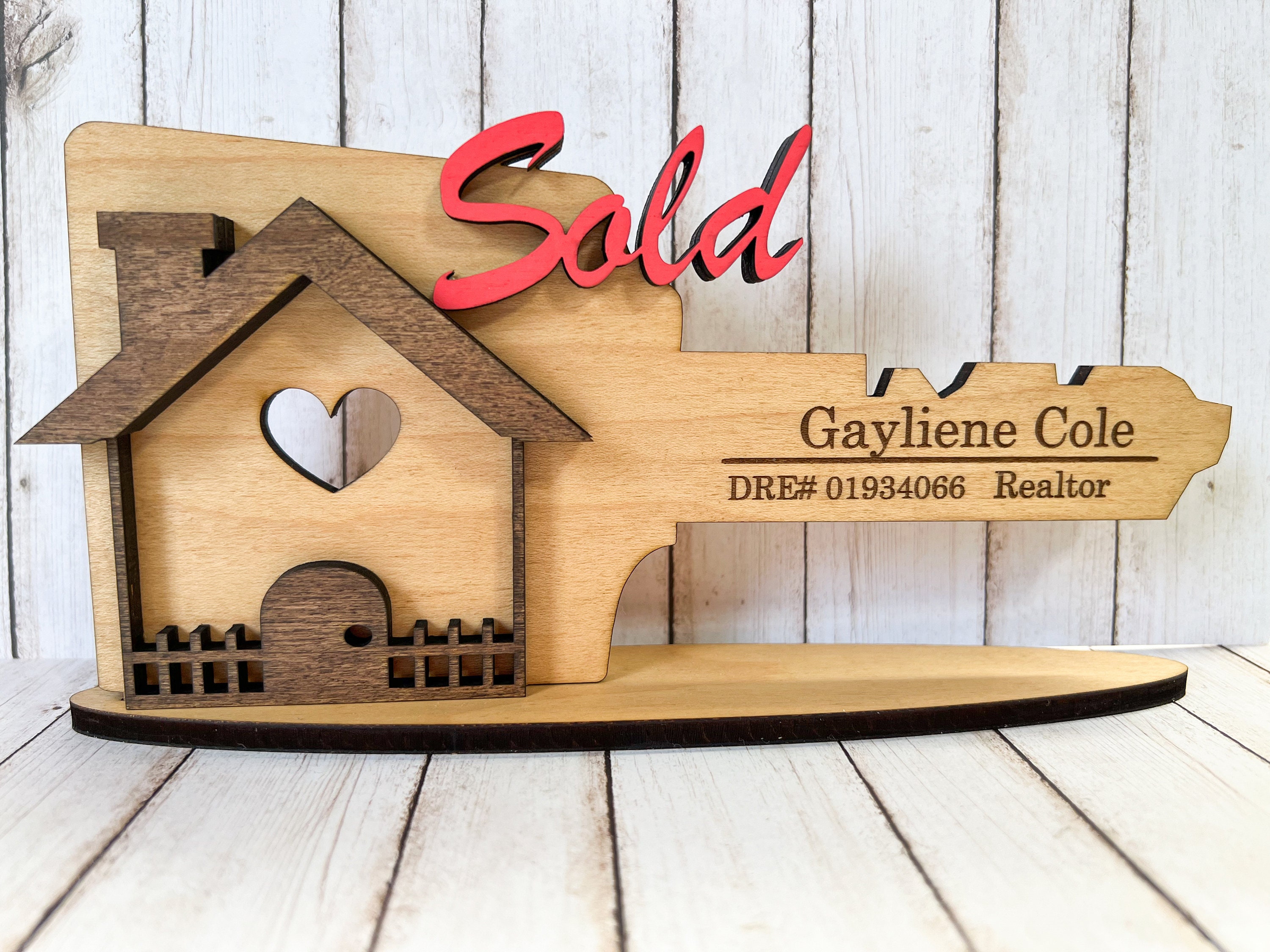 Real Estate House 3D Desk Name Plate Realtor Desk Wood Sign Real Estate ...