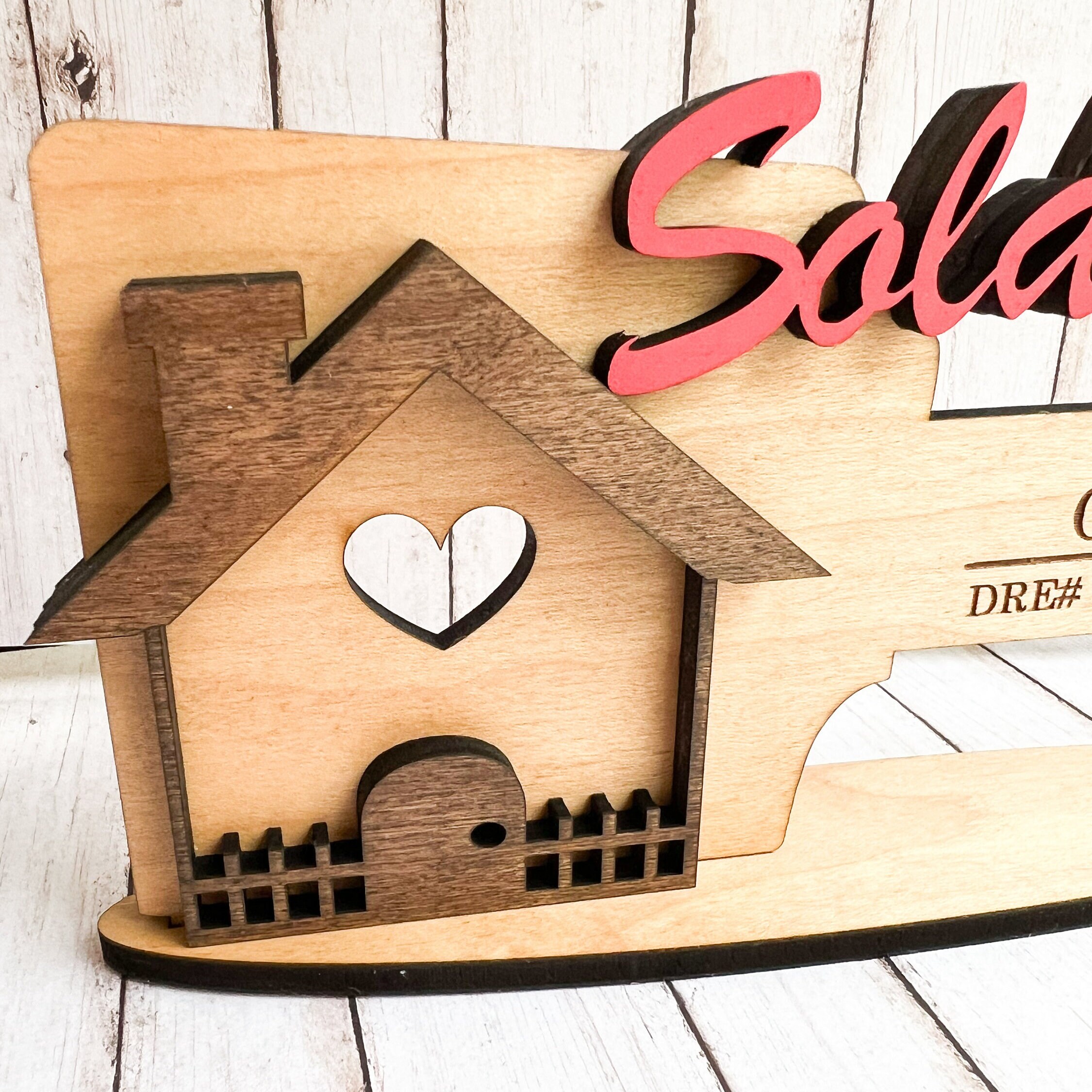 Real Estate House 3D Desk Name Plate Realtor Desk Wood Sign Real Estate ...