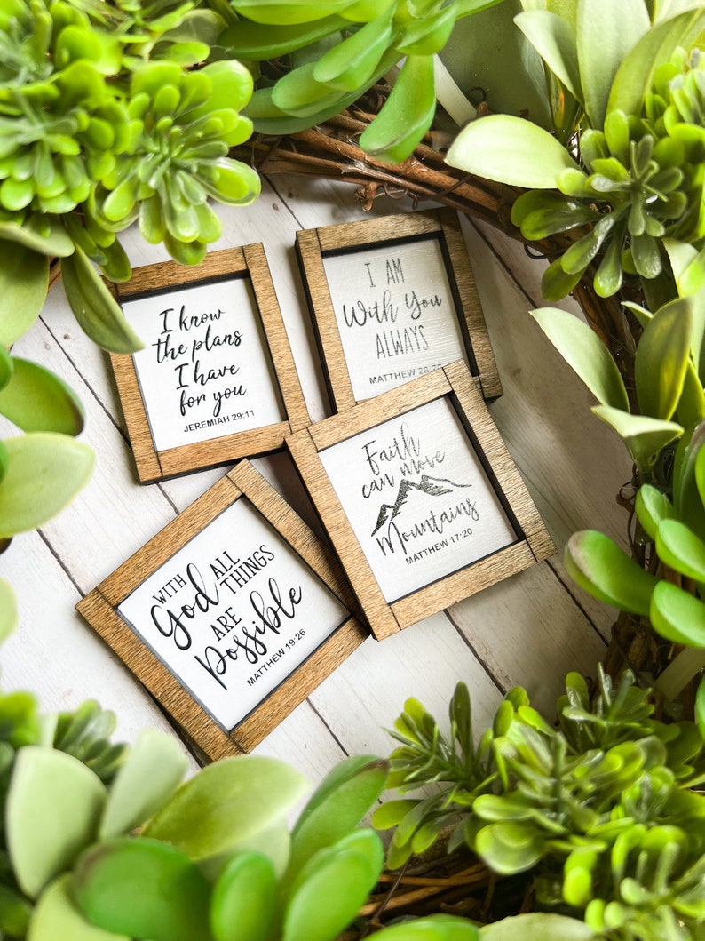 Miniature Wood Framed Sign Farmhouse Tiny Sign Tiered Tray Decor Cute ...