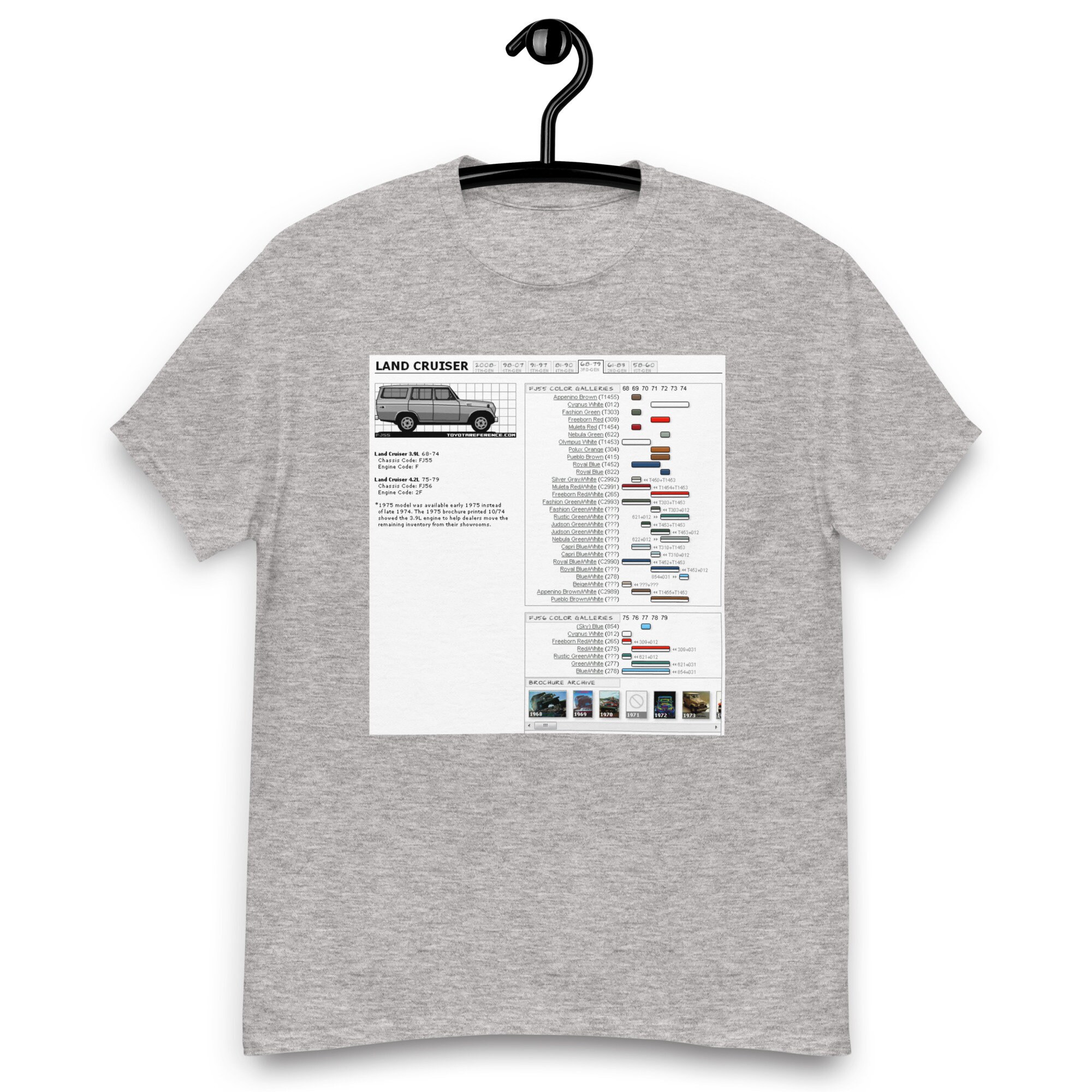 60 Series Color Codes T Shirt, Land Cruiser Classic Tee - Etsy