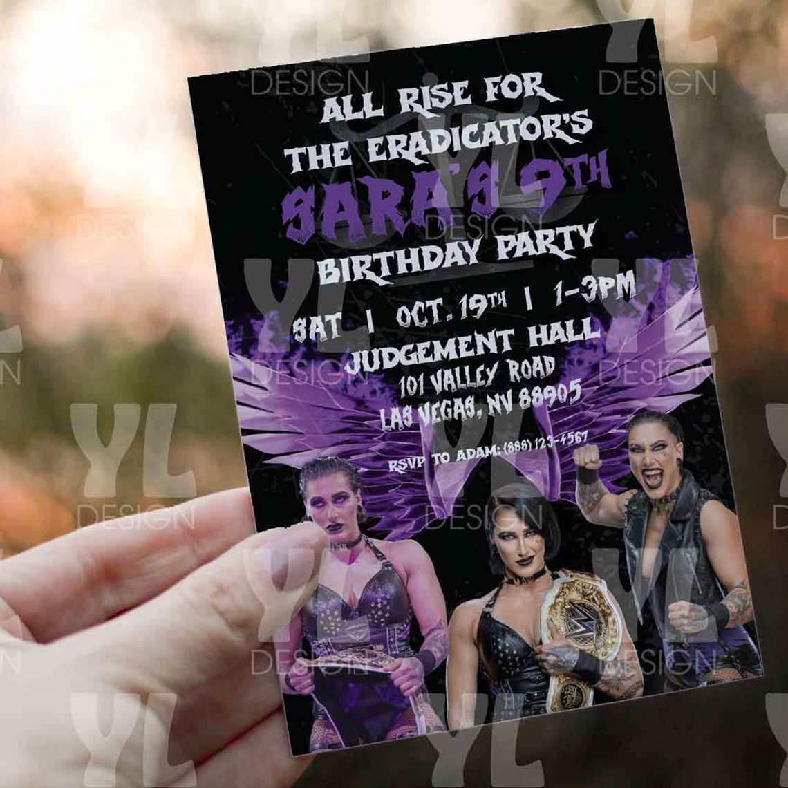 Rhea Ripley Birthday Party Invitation WWE Birthday Party Invitation ...