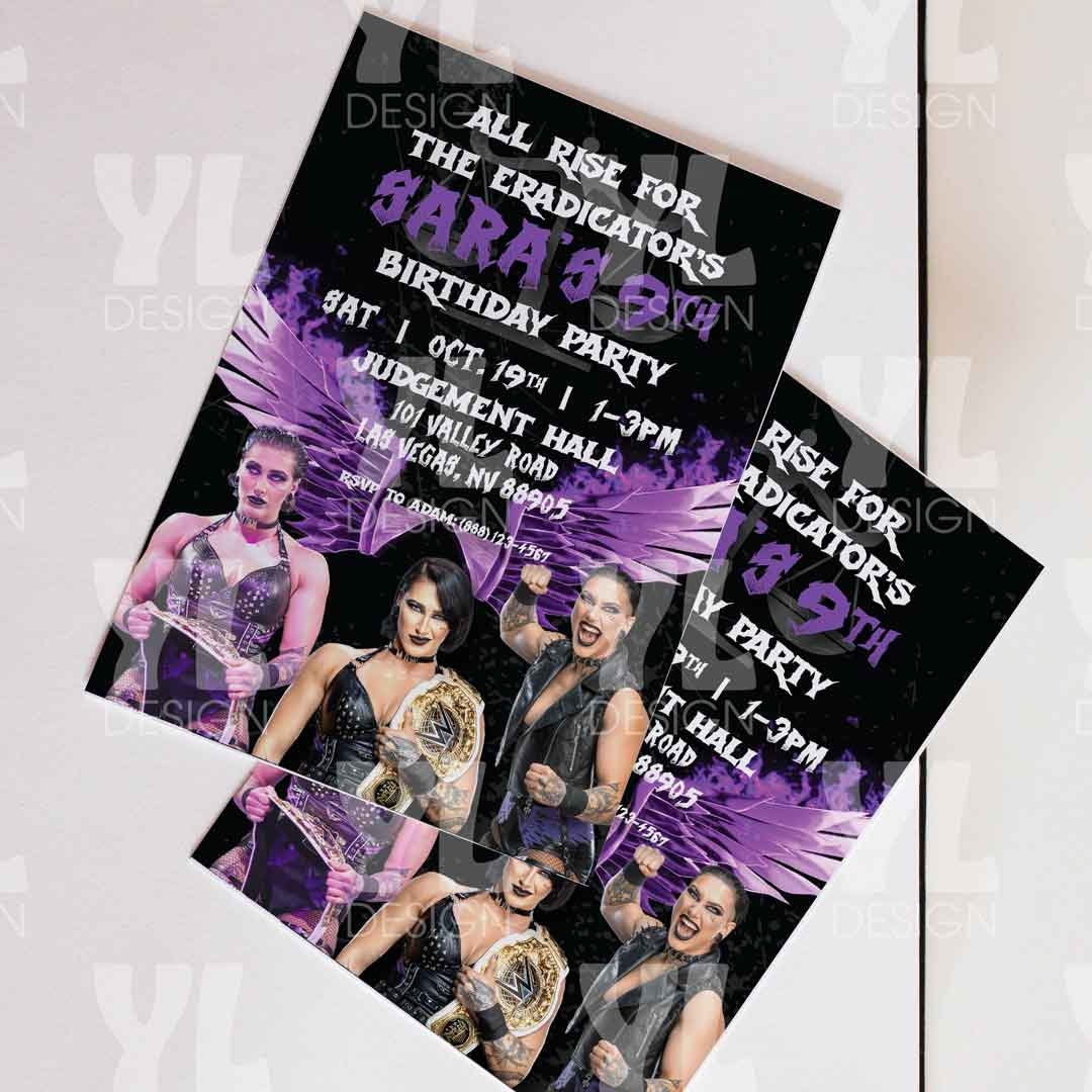 Rhea Ripley Birthday Party Invitation WWE Birthday Party Invitation ...