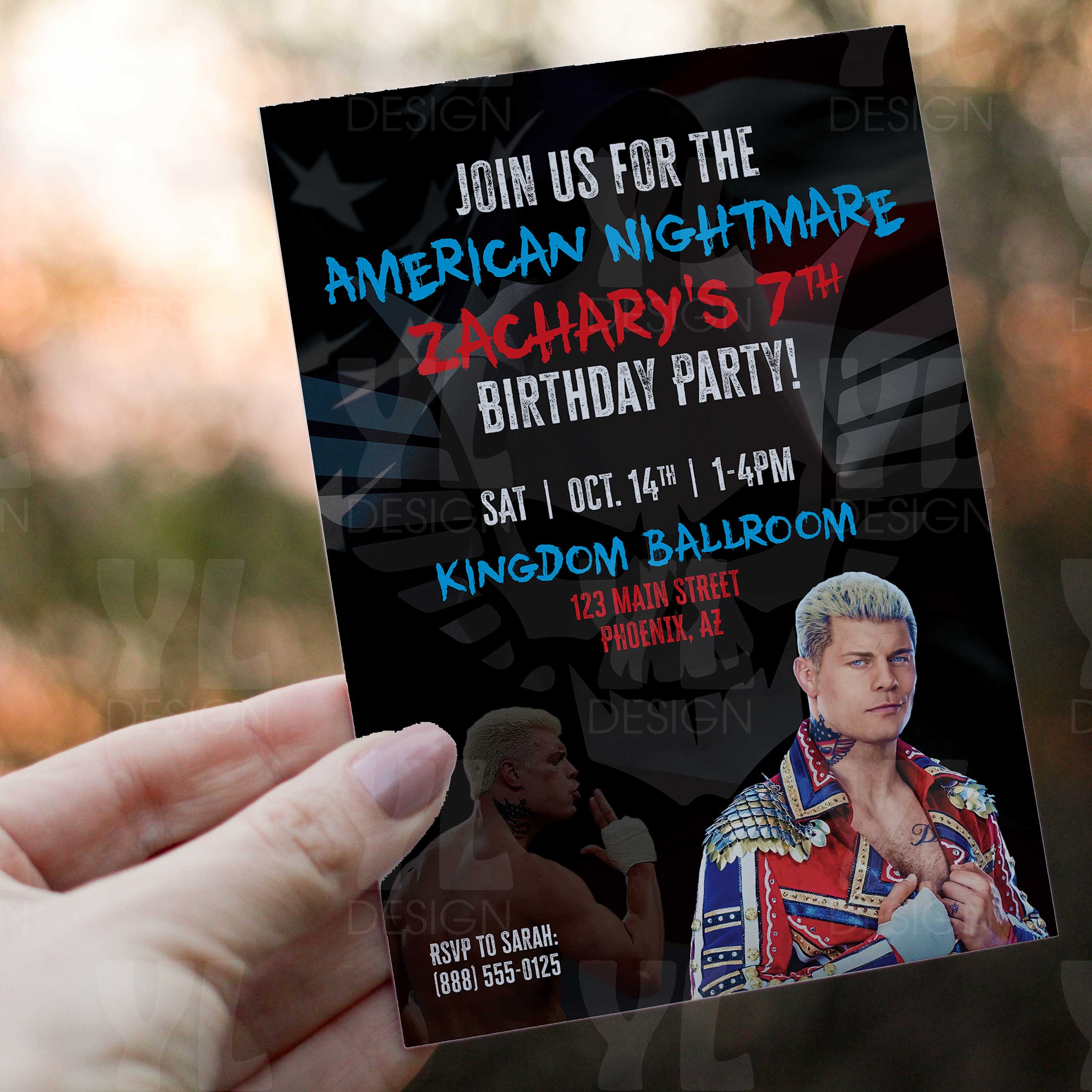 Cody Rhodes Birthday Party Invitation WWE Birthday Party Invitation the ...