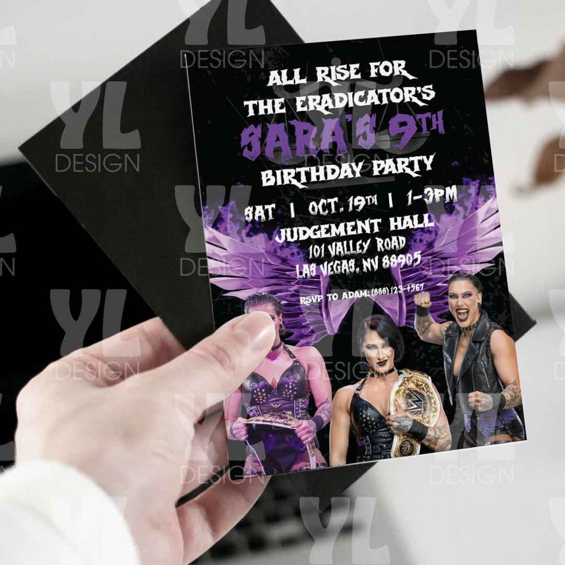Rhea Ripley Birthday Party Invitation WWE Birthday Party Invitation ...