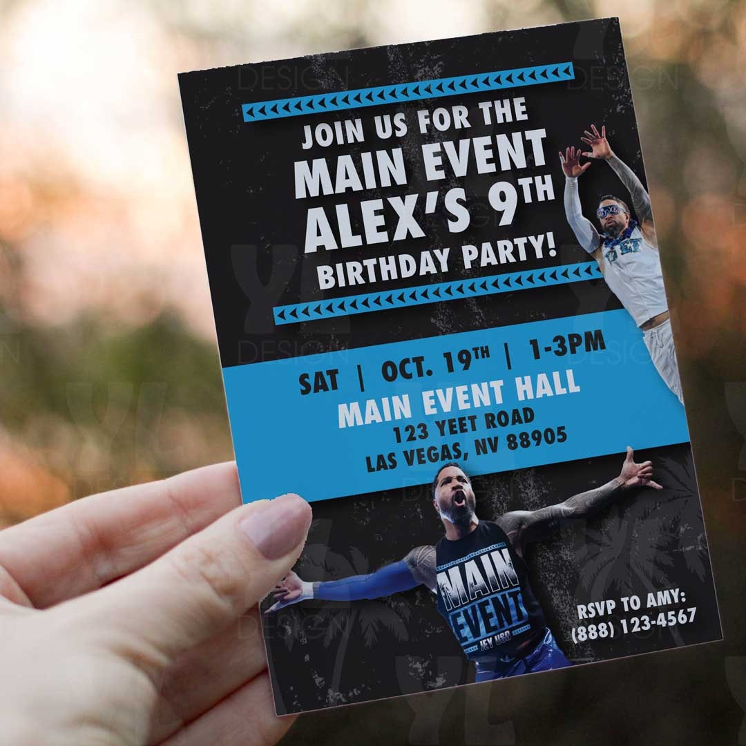 Jey Uso Main Event Birthday Party Invitation WWE Birthday Party ...