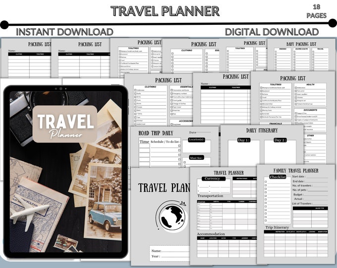 Editable Travel Planner Template,trip Itinerary Planner, Travel Journal ...
