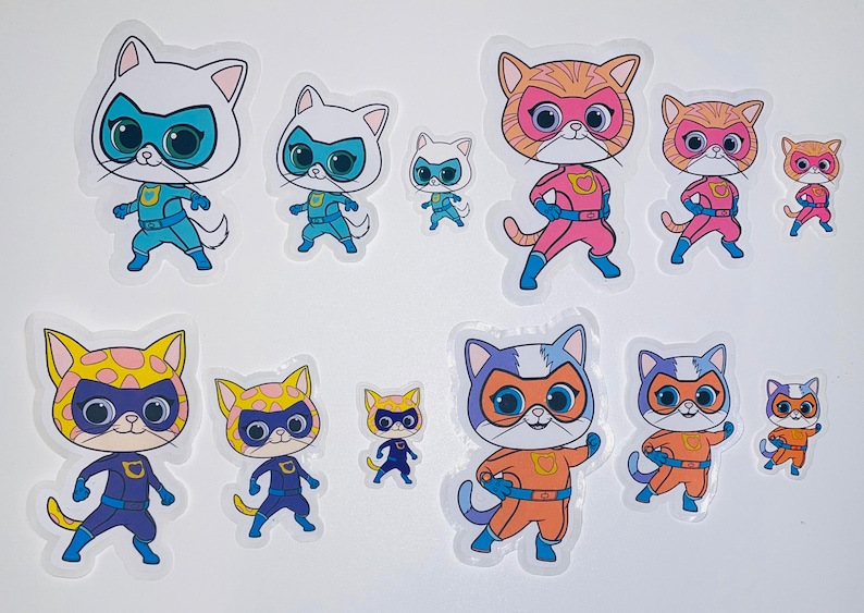 Superkitties Stickers Bundle 12 Stickies in 3 Sizes - Etsy