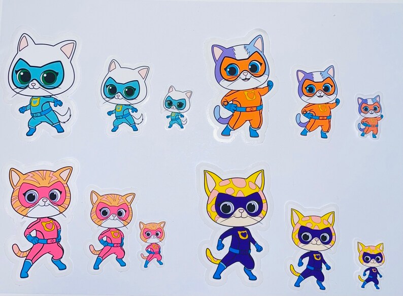 Superkitties Vinyl Stickers Bundle 12 Stickies in 3 Sizes - Etsy